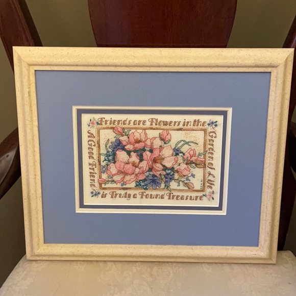 Vintage | Art | Vintage Friends Poem Hand Stitched Art Professionally ...